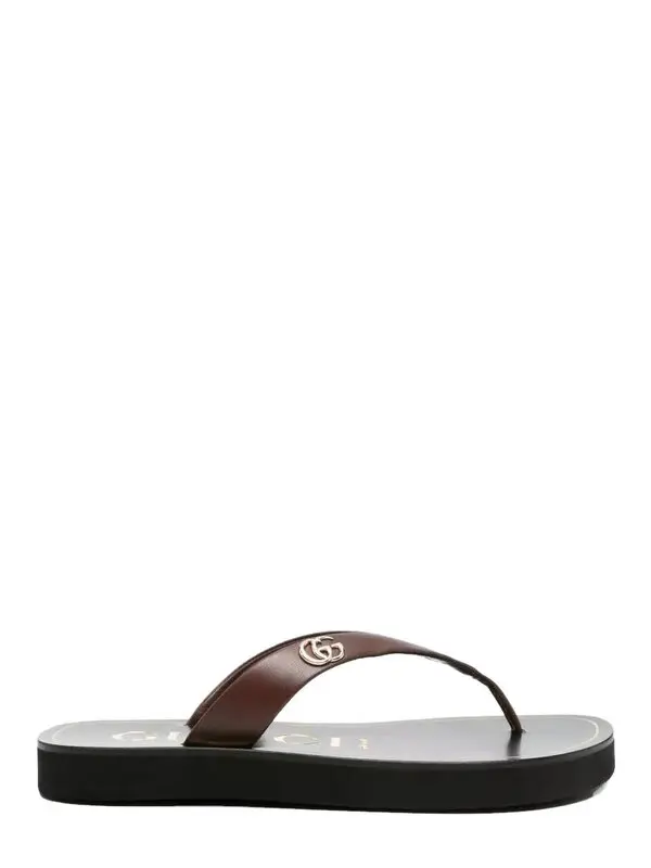 Gucci Logo Flip-flops - Brown