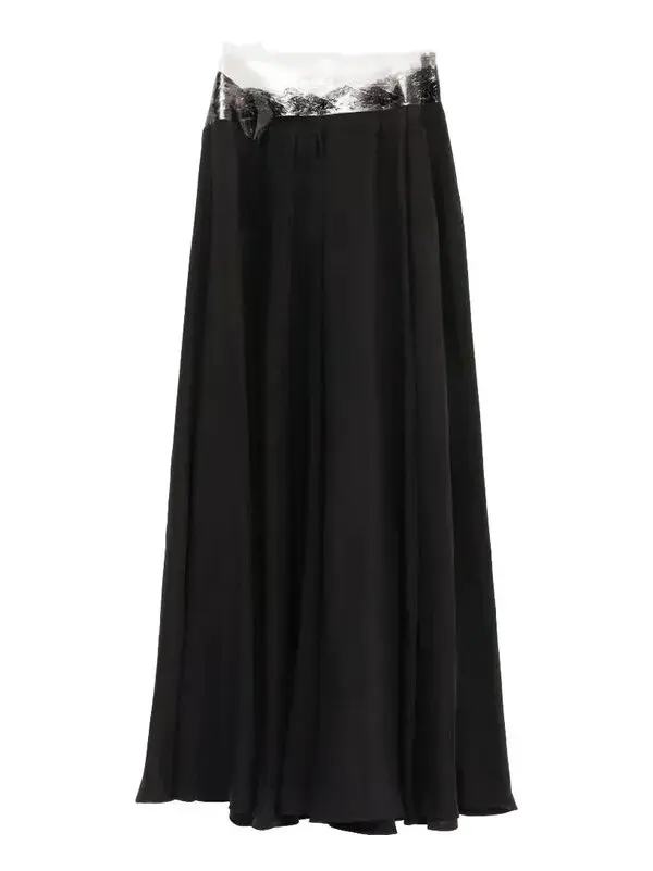 MAISON MARGIELA Lace-trim Pleated Maxi Skirt - Black