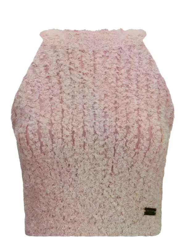 Balmain Halterneck Knit Tweed Top - Pink