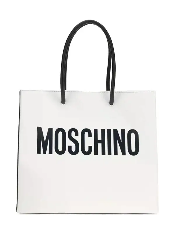Moschino Logo-print Leather Tote Bag - White