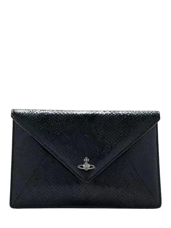 VIVIENNE WESTWOOD Orb Leather Clutch Bag - Black