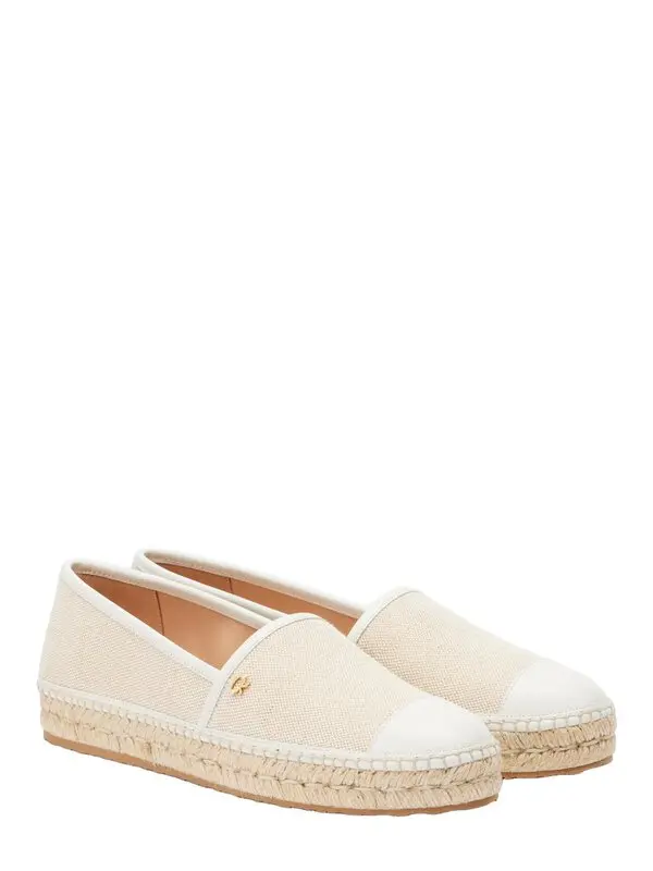GIANVITO ROSSI Leather-trimmed Canvas Espadrilles - Neutrals