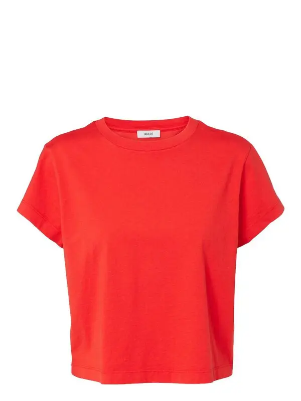 AGOLDE Adine Cropped Cotton Jersey T-shirt - Red