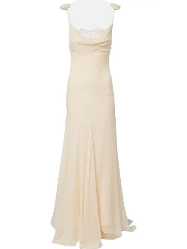DE LA VALI Dia Silk Chiffon Gown - White