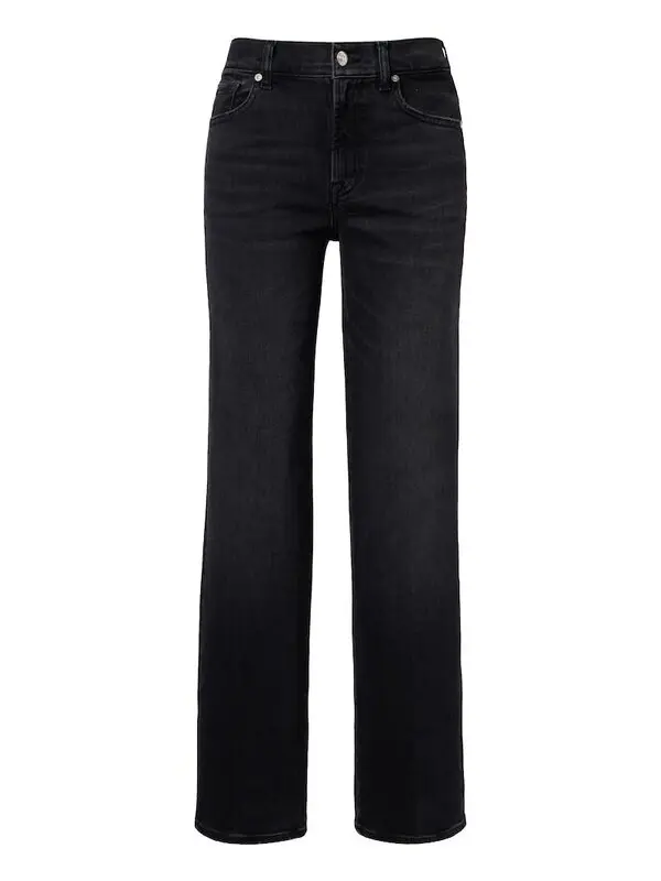 7 For All Mankind Stovepipe Straight Jeans In Inkstorm - Black