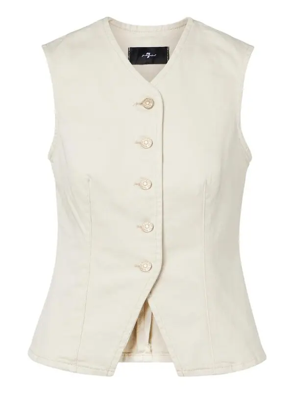 7 For All Mankind Lady Denim Vest - Beige