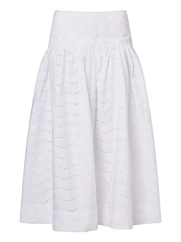 Polo Ralph Lauren Broderie Anglaise Cotton Midi Skirt - White