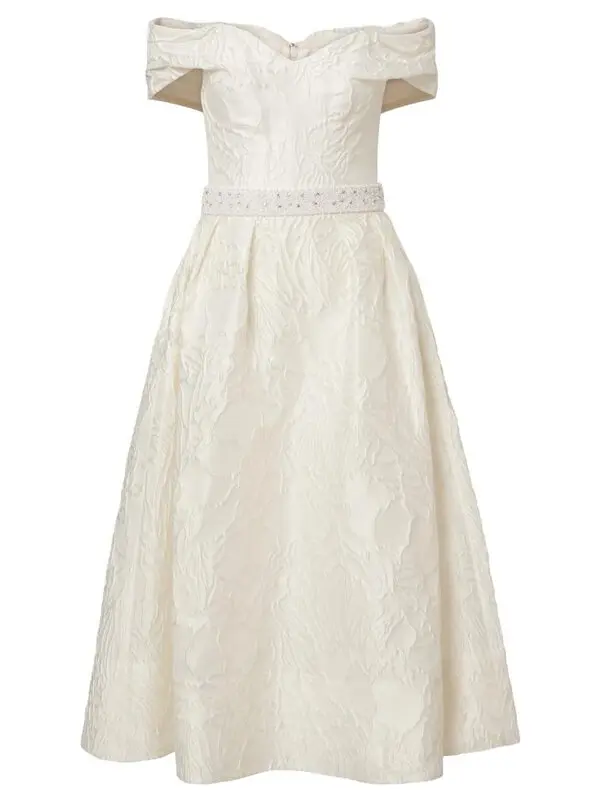 Rebecca Vallance Winslet Jacquard Midi Dress - White
