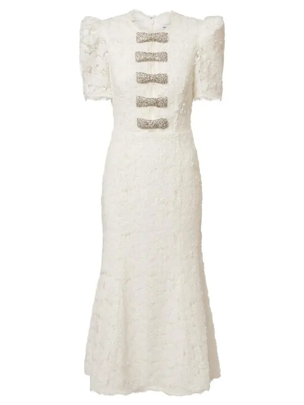 Rebecca Vallance Embellished Lace Midi Dress - White