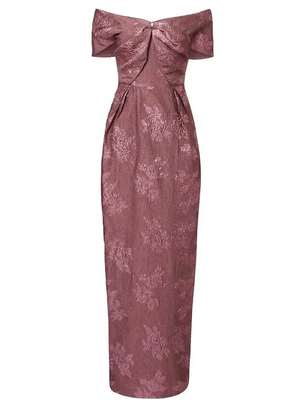 Rebecca Vallance Levinia Off-shoulder Brocade Gown - Pink
