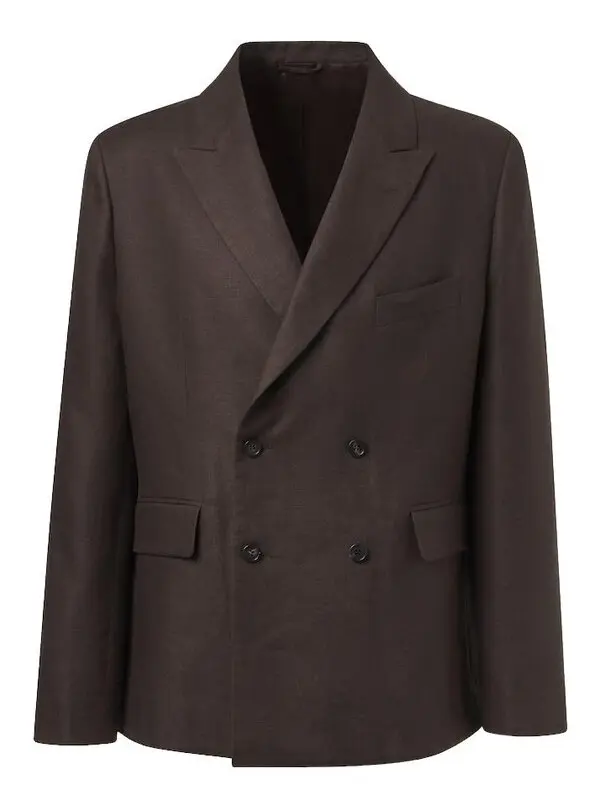 BODE Double-breasted Linen Blazer - Brown