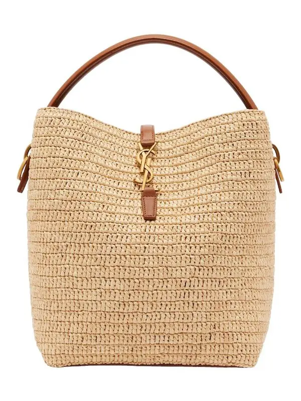 Saint Laurent Le 37 Raffia Bucket Bag - Neutrals