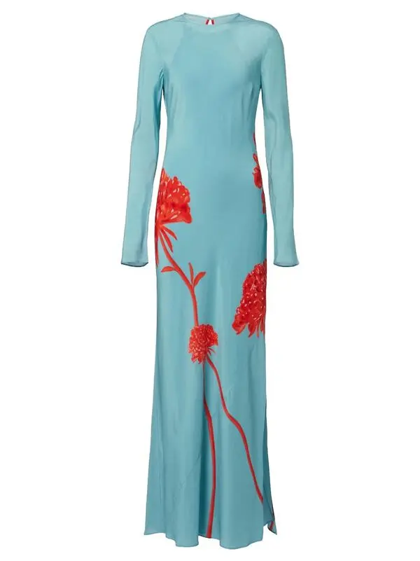 SIR. Amelie Floral Silk Crêpe De Chine Maxi Dress - Blue