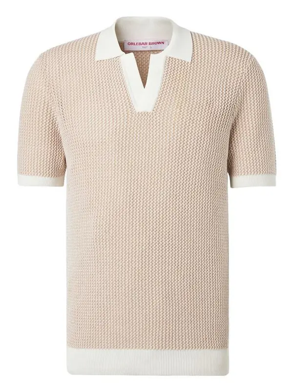 Orlebar Brown Horton Crochet Cotton Polo Sweater - Beige