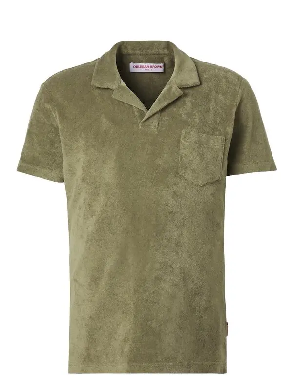 Orlebar Brown Terry Cotton Toweling Polo Shirt - Green