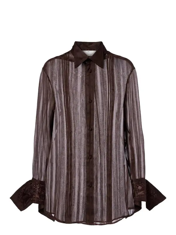 XU ZHI Embroidered Linen And Silk Shirt - Brown