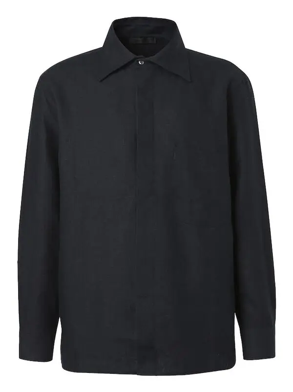 SAMAN AMEL Linen Overshirt - Blue
