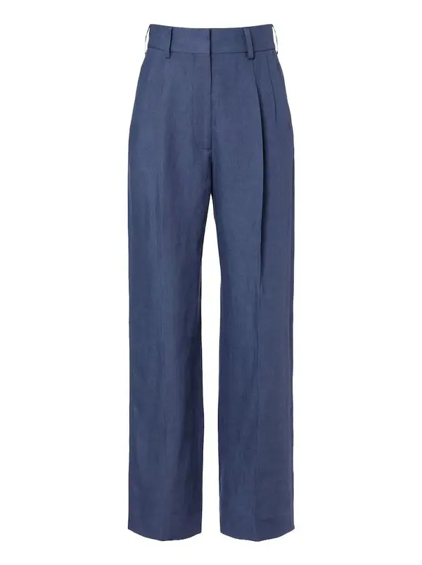 BLAZÉ MILANO Fox Linen Straight Pants - Blue