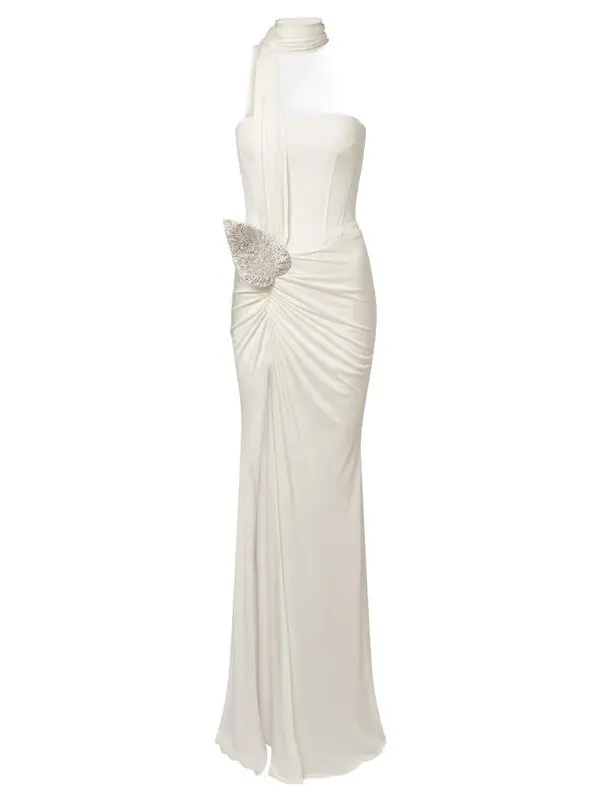 David Koma Embellished Bustier Gown - White