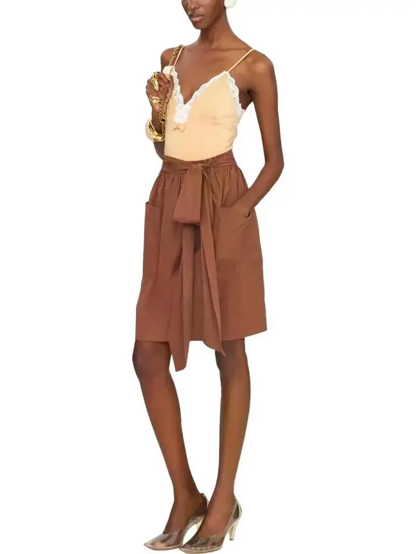 Chloé Bow-detail Pencil Skirt - Brown