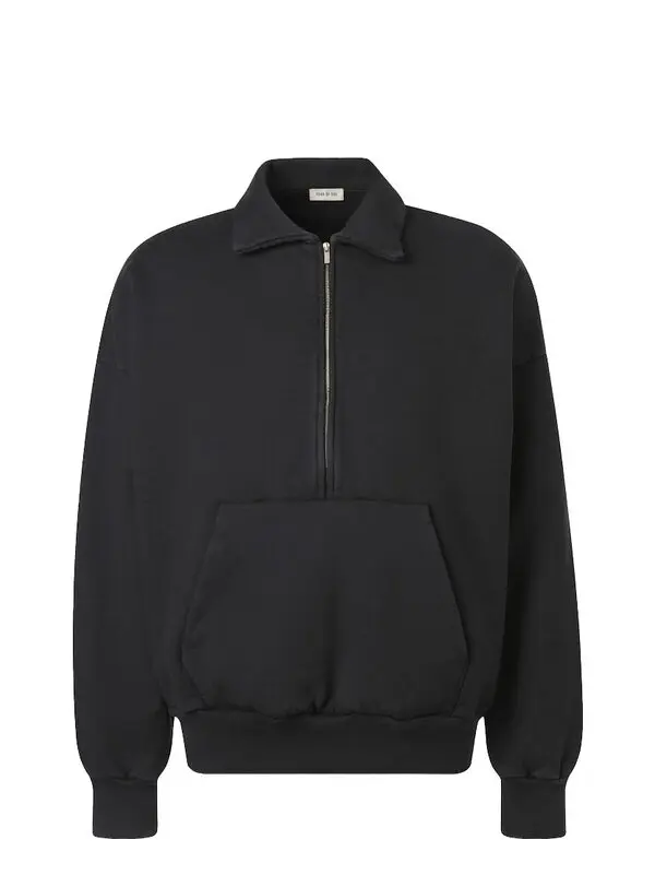 Fear Of God Cotton Jersey Half-zip Sweatshirt - Black