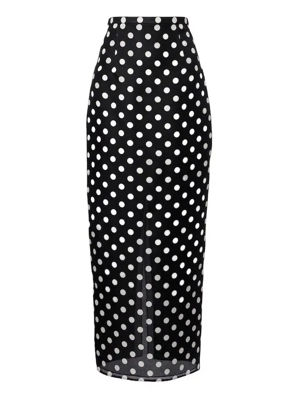 Khaite Winton Polka-dot Silk Maxi Skirt - Black