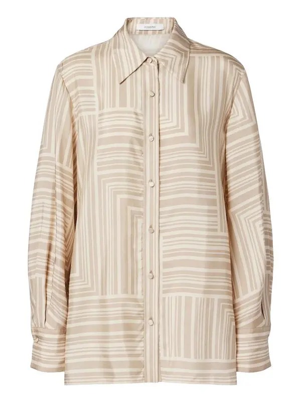 JOSEPH Atlan Printed Silk Shirt - White