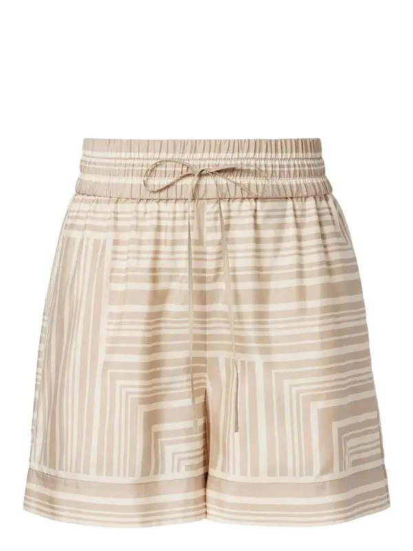JOSEPH Laven Checked Silk Shorts - White