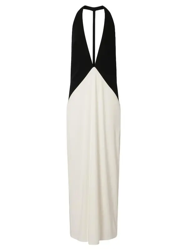 ADRIANA DEGREAS Halterneck Jersey Maxi Dress - Black