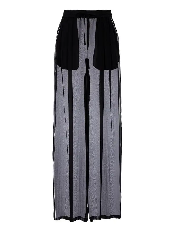 Dolce & Gabbana Sheer Silk Wide-leg Pants - Black