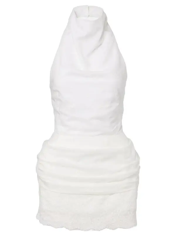 Magda Butrym Embroidered Silk, Wool And Cotton-blend Minidress - White