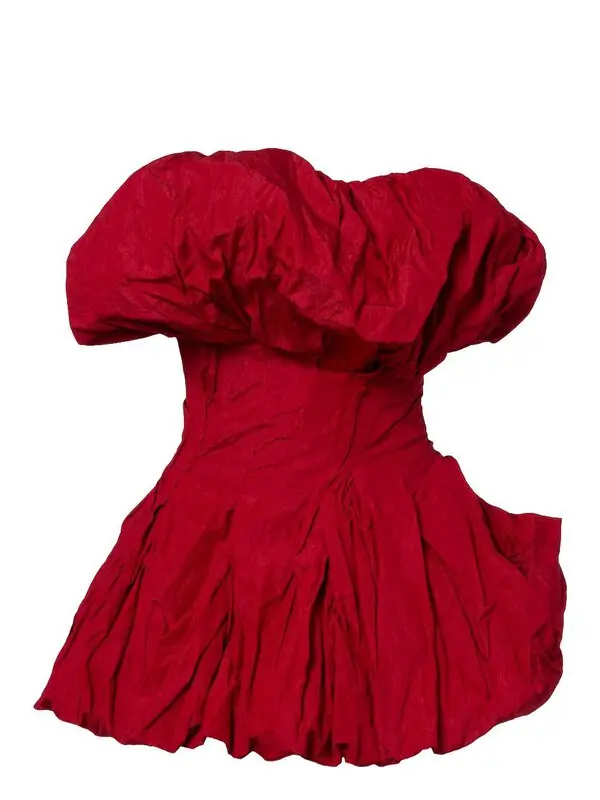 Magda Butrym Gathered Cotton-blend Taffeta Minidress - Red