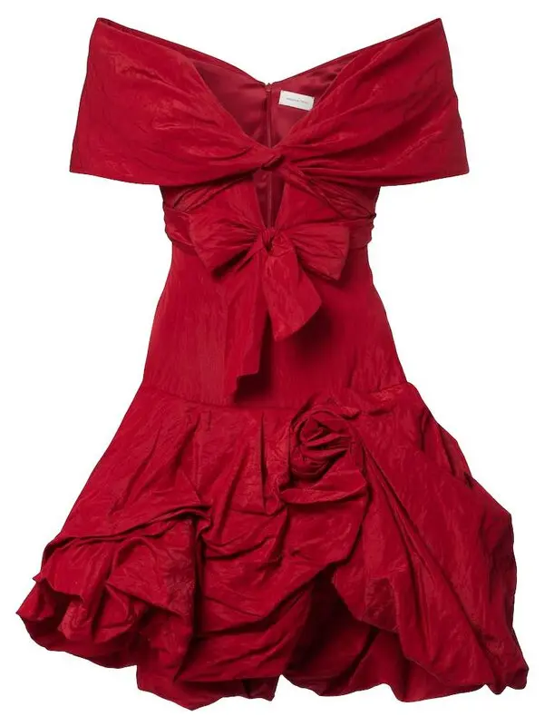 Magda Butrym Off-shoulder Cotton-blend Taffeta Minidress - Red
