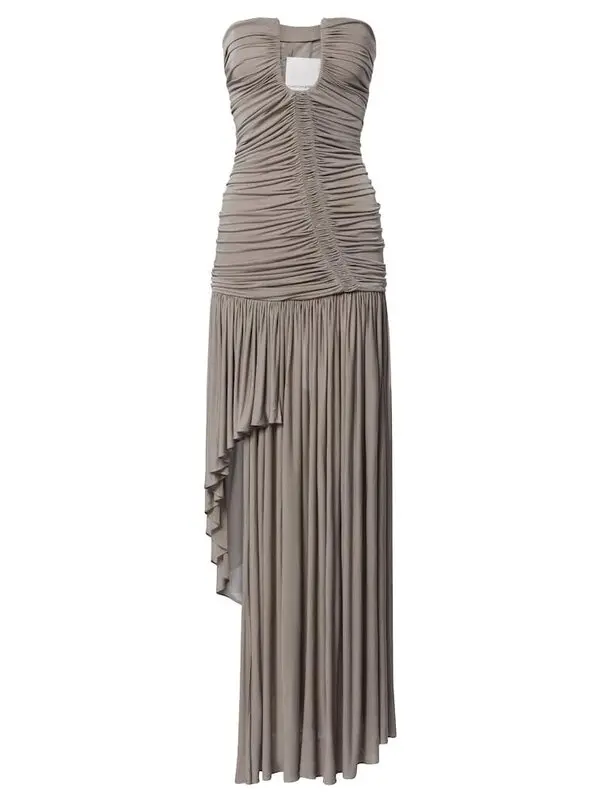 Christopher Esber Ruched Asymmetric Midi Dress - Grey