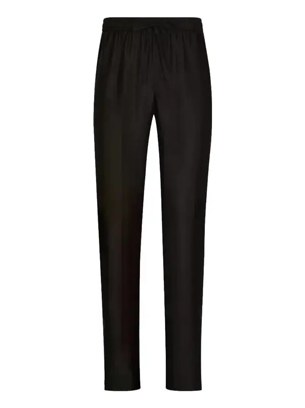 Dolce & Gabbana Silk Jogging Pants With Dg Embroidered Patch - Black