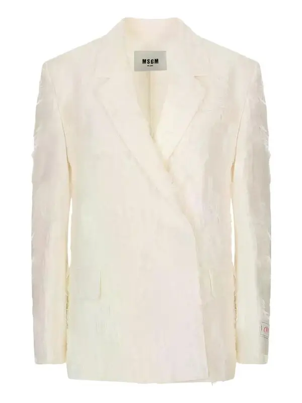 MSGM Frayed Double-breasted Jacket - Neutrals