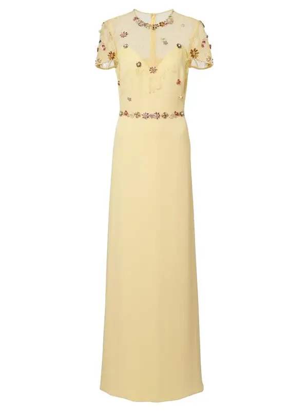 Costarellos Embellished Sequined Crêpe Gown - Yellow