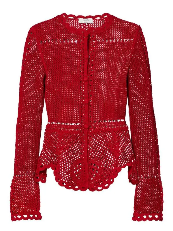 Erdem Crochet Cotton Cardigan - Red