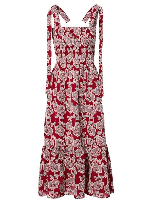 Erdem Floral Cotton-blend Lace Midi Dress - Red