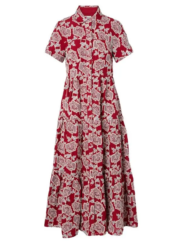 Erdem Embroidered Cotton-blend Shirt Dress - Red