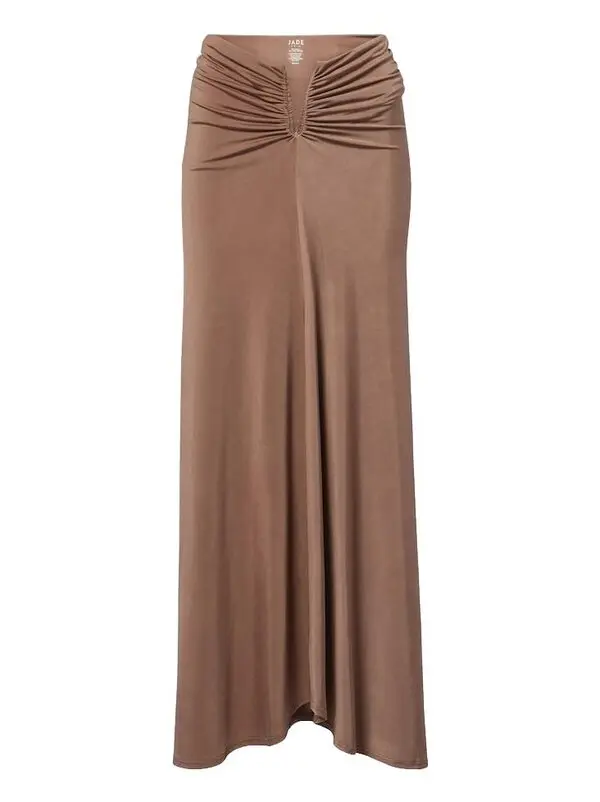 Jade Swim Skyla Ruched Jersey Maxi Skirt - Brown