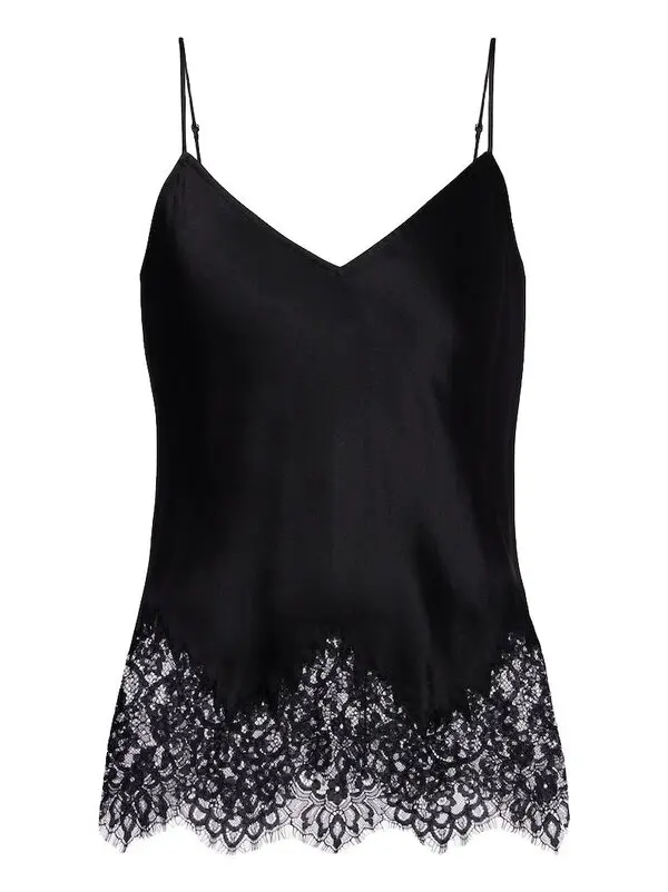 NILI LOTAN Nadine Lace-trimmed Silk Camisole - Black