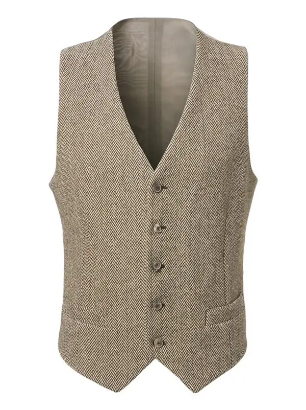 Giorgio Armani Archivio Cotton And Wool-blend Vest - Brown
