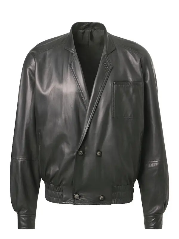 Giorgio Armani Archivio Leather Bomber Jacket - Black