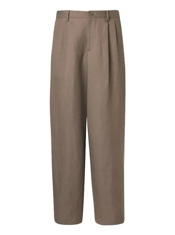 Giorgio Armani Archivio Linen-blend Straight Pants - Brown