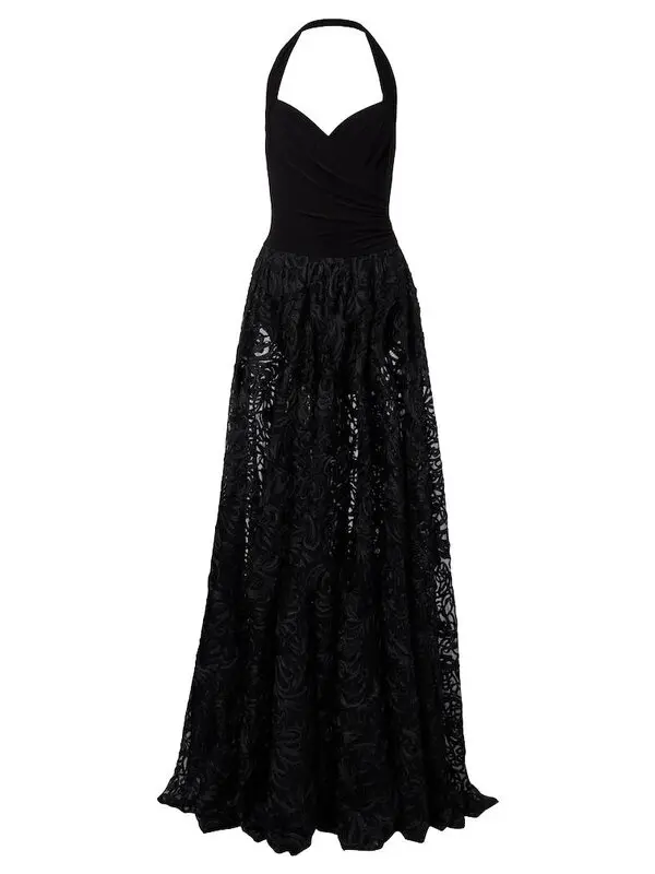 Norma Kamali Cayla Embroidered Gown - Black