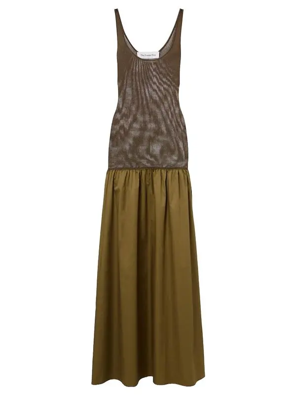 THE FRANKIE SHOP Ilya Cotton-trimmed Maxi Dress - Green