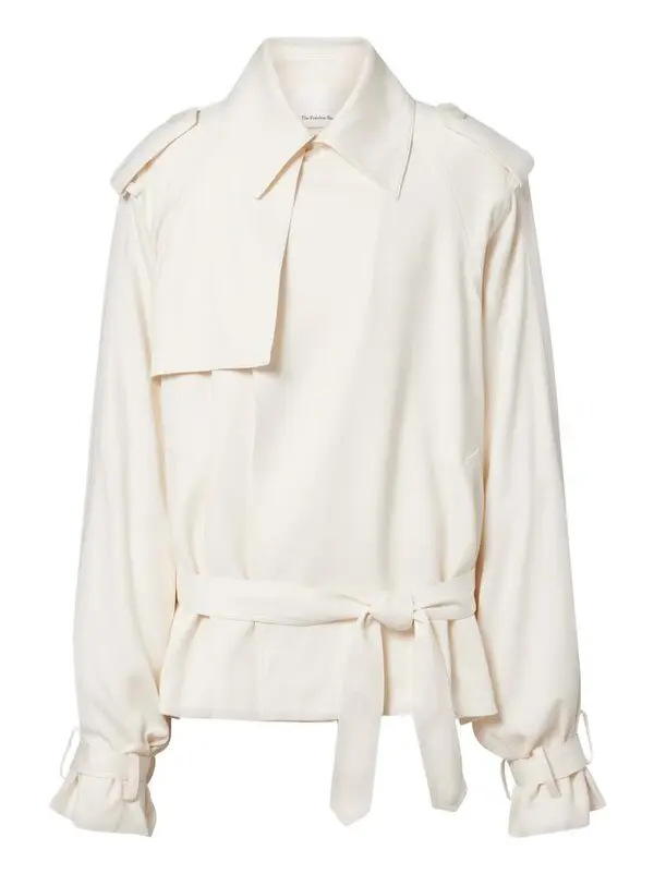 THE FRANKIE SHOP Elva Cropped Trench Coat - White