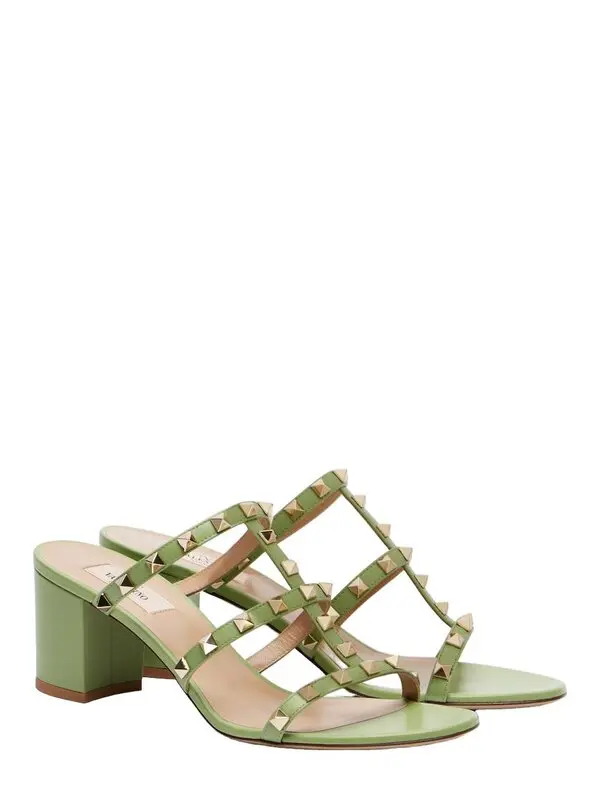 Valentino Garavani Rockstud Leather Sandals - Green