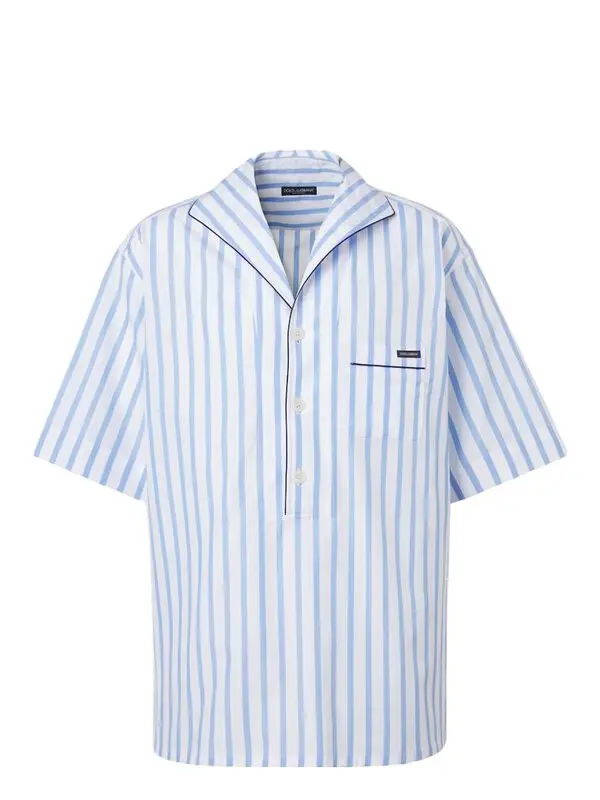 Dolce & Gabbana Striped Cotton And Silk Poplin Shirt - Blue